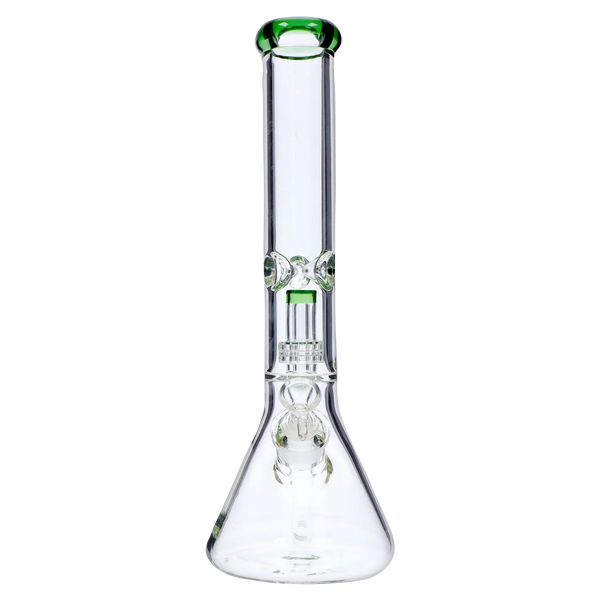 DankStop 7mm Beaker with Matrix Perc Bong - Green - 16 in.