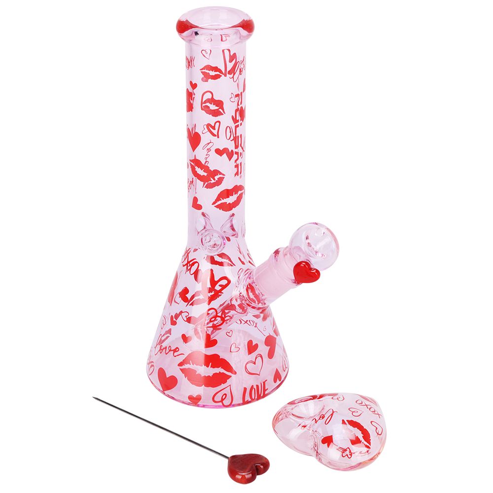 Pulsar Valentine's XOXO Glass Beaker Water Pipe & Hand Pipe Set - 10 ...