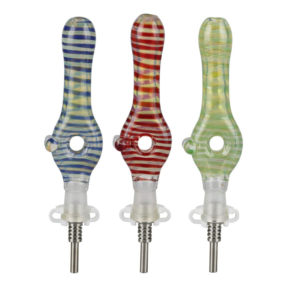 Glass Donut Dab Straw w/ Titanium Tip 5.5"/10mm/Colors Vary | DankStop